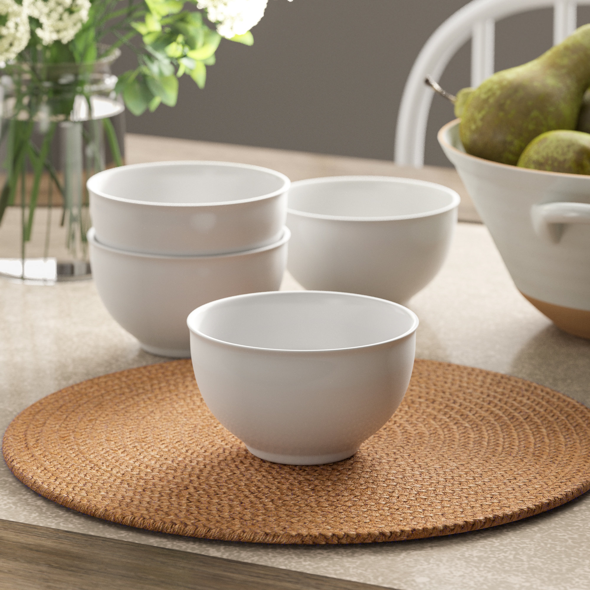 Ten Strawberry Street Classic White 12 oz. New Britain Small Rice Bowl ...