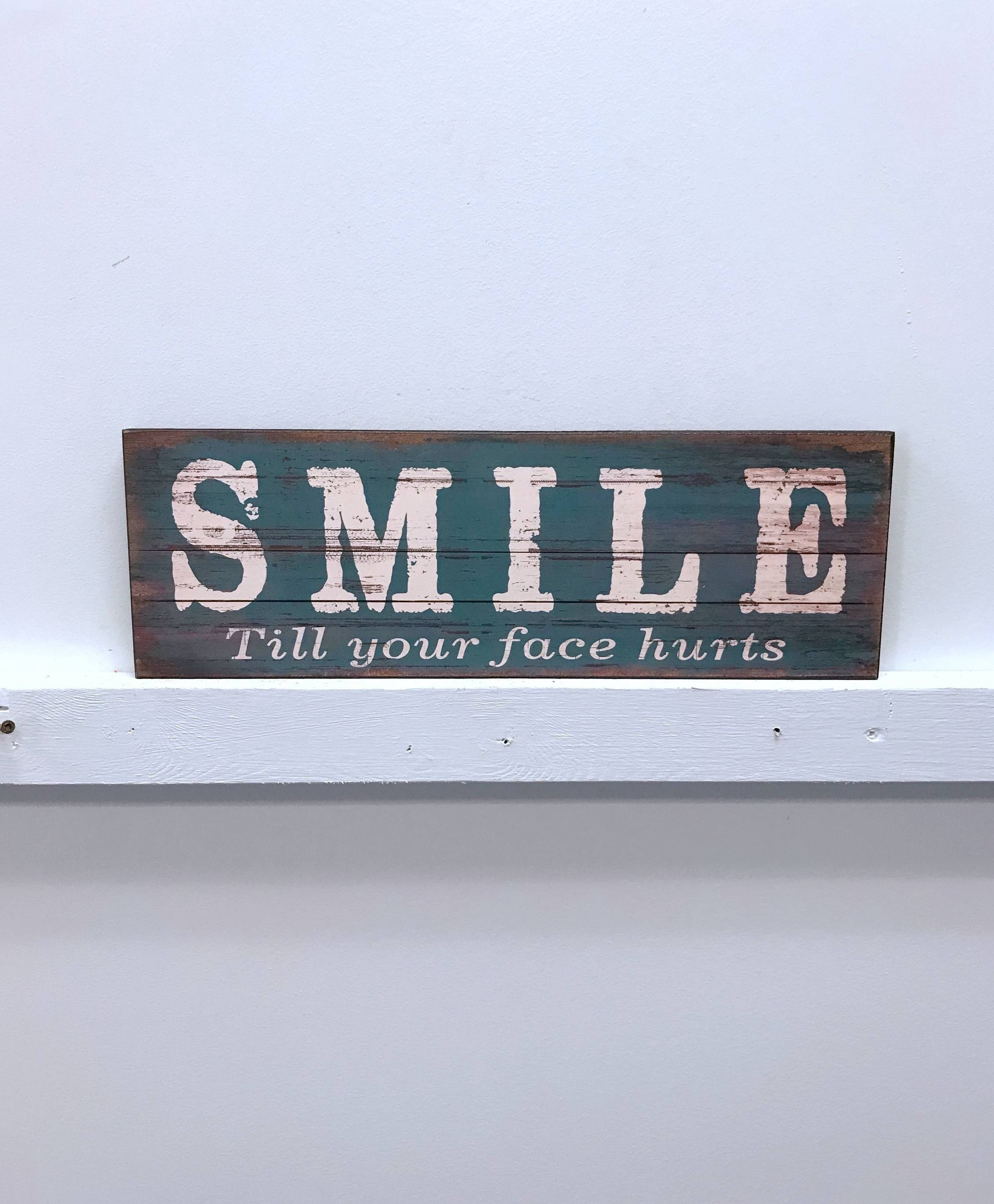 Millwood Pines Smile Wooden Sign Wall Décor | Wayfair
