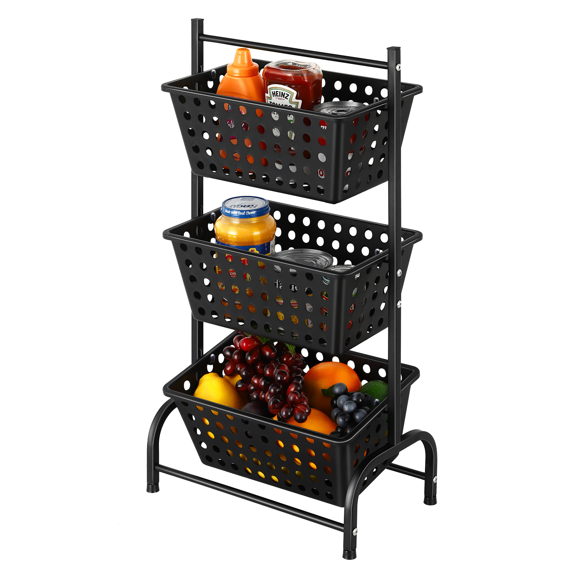 Rebrilliant Kearia 24.8" H x 13" W x 11" D 3 Tier Market Basket Storage ...
