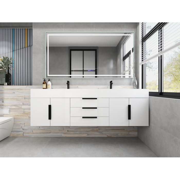 Latitude Run® Jessica 72'' Wall-Mounted Single Bathroom Vanity | Wayfair