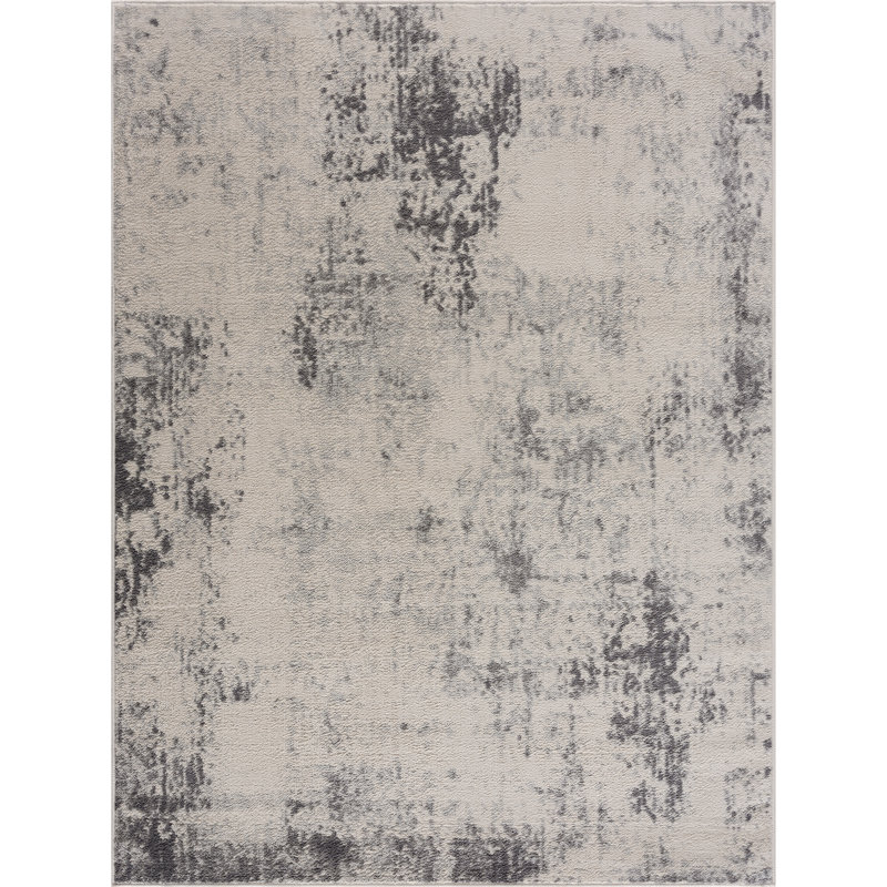 17 Stories Elyjah Performance Light Gray/Dark Gray/Black Beige Rug ...