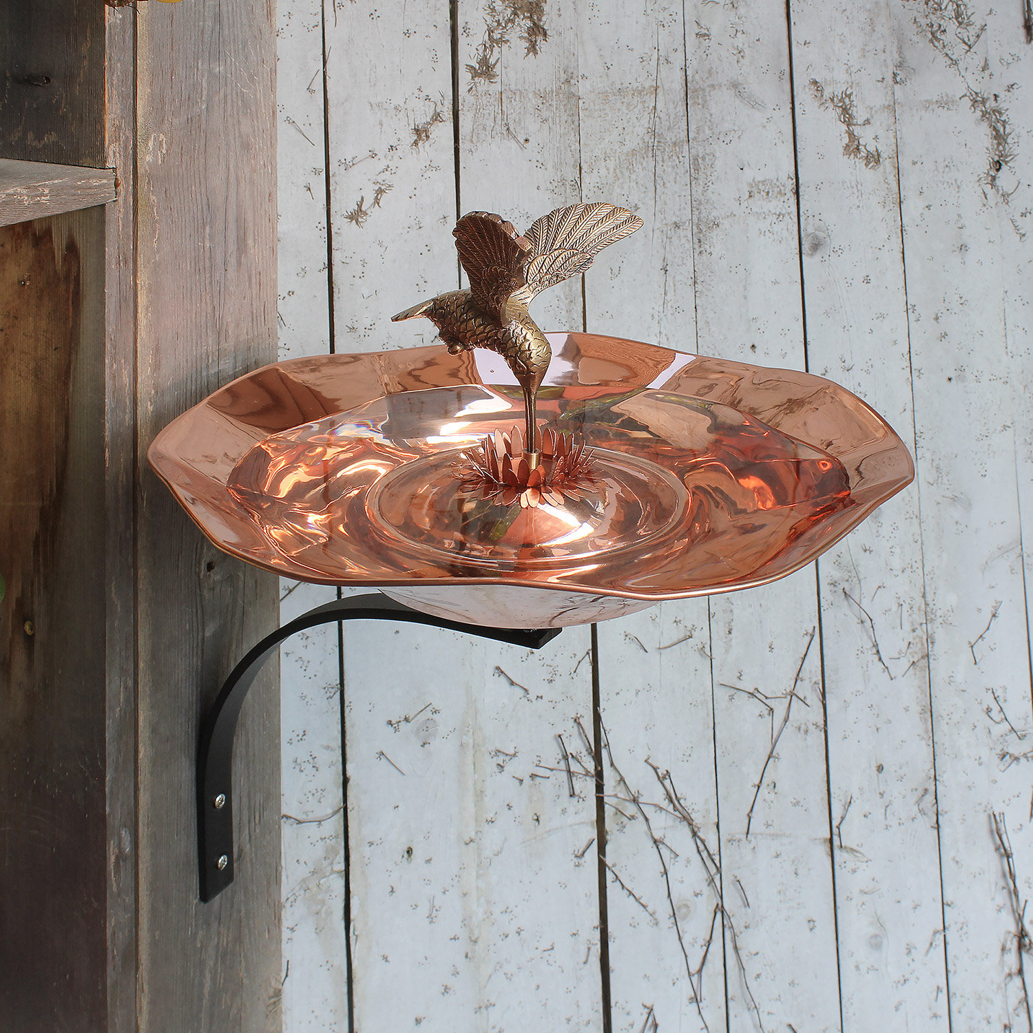 Ophelia & Co. Hummingbird Birdbath with Wall Mount Bracket | Wayfair