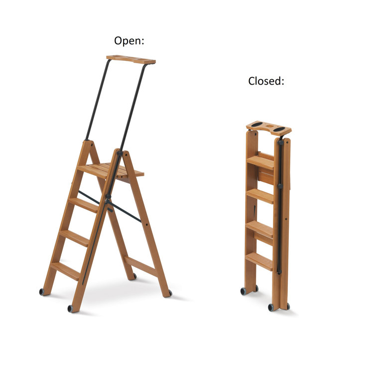 Union Rustic Bella 5.31 ft Wood Step Ladder with 265 lb. Load Capacity ...