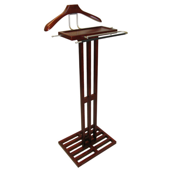 Proman 17'' Wide Solid Wood Freestanding Valet Stand with Storage ...
