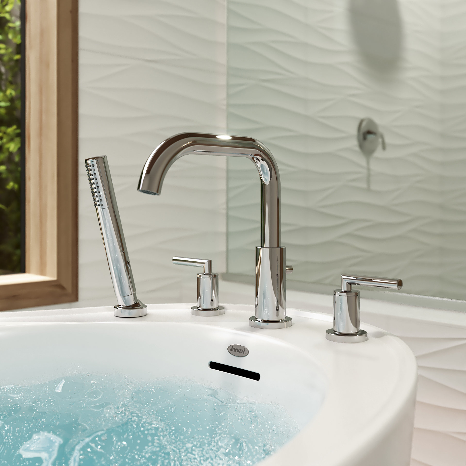 JACUZZI® Contento Double Handle Deck Mounted Roman Tub Faucet | Wayfair