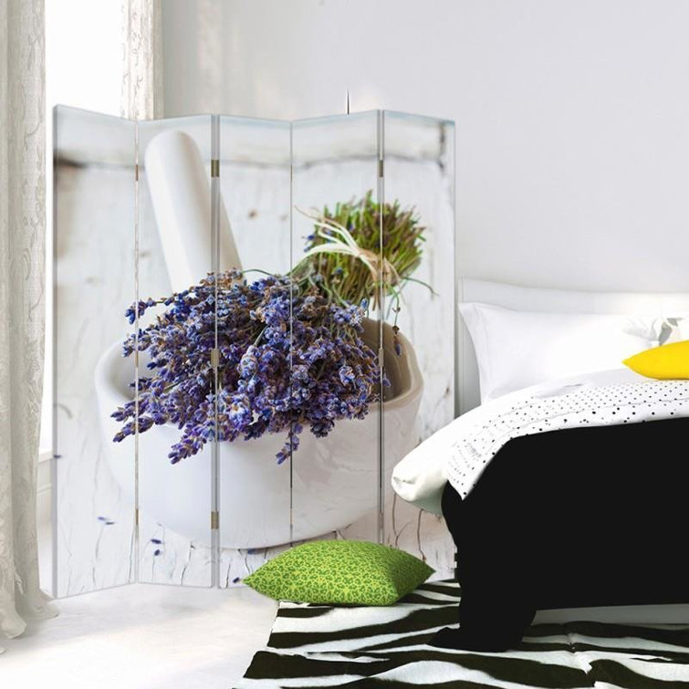 Fleur De Lis Living Bunch of Lavender Canvas 5 Panel Room Divider ...