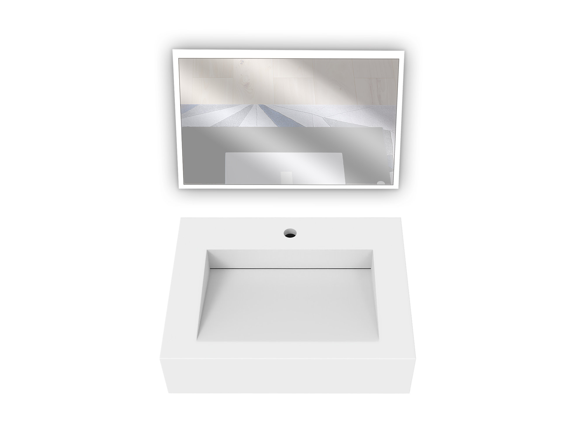 CastelloUSA Pyramid 24" Rectangular Solid Surface Wall Mount Bathroom ...