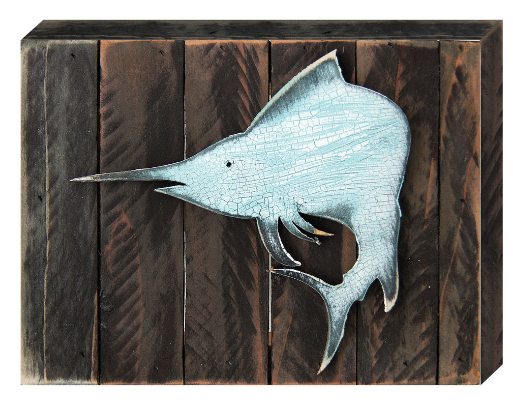 Designocracy Vintage Swordfish Tropical Wooden Board Wall Décor | Wayfair