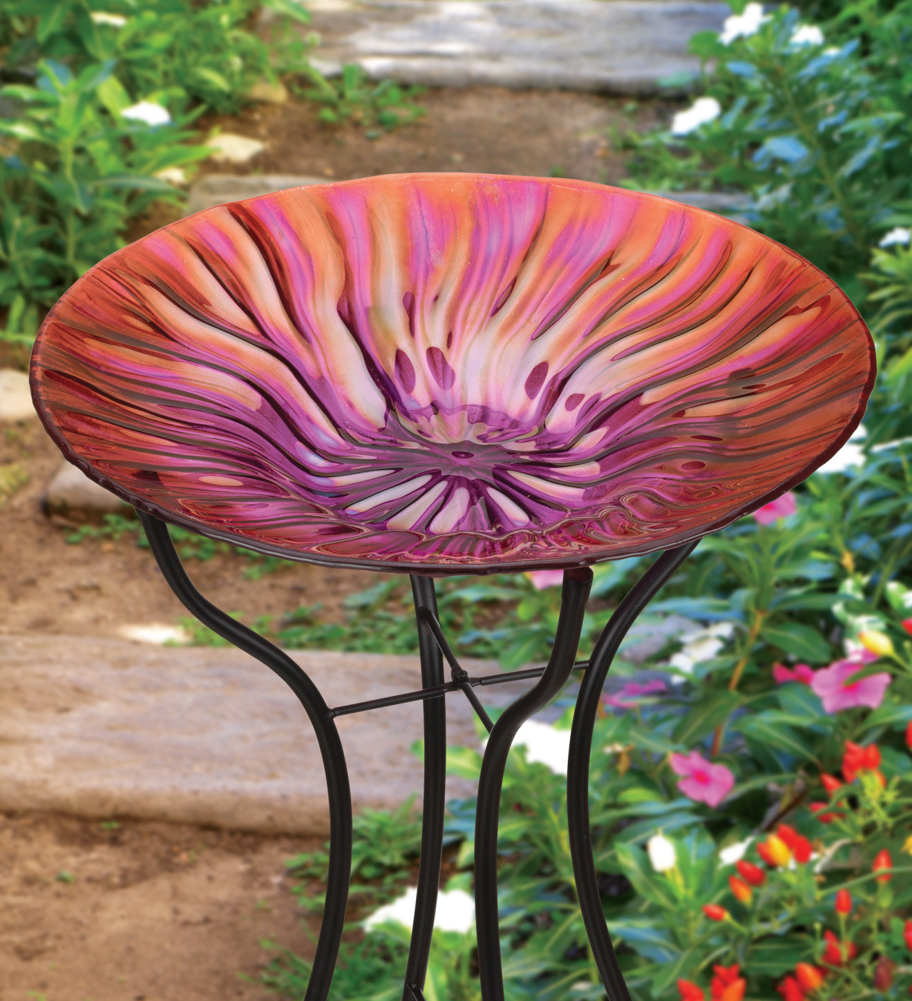 Dovecove Gerber Glass Single Tier Birdbath | Wayfair