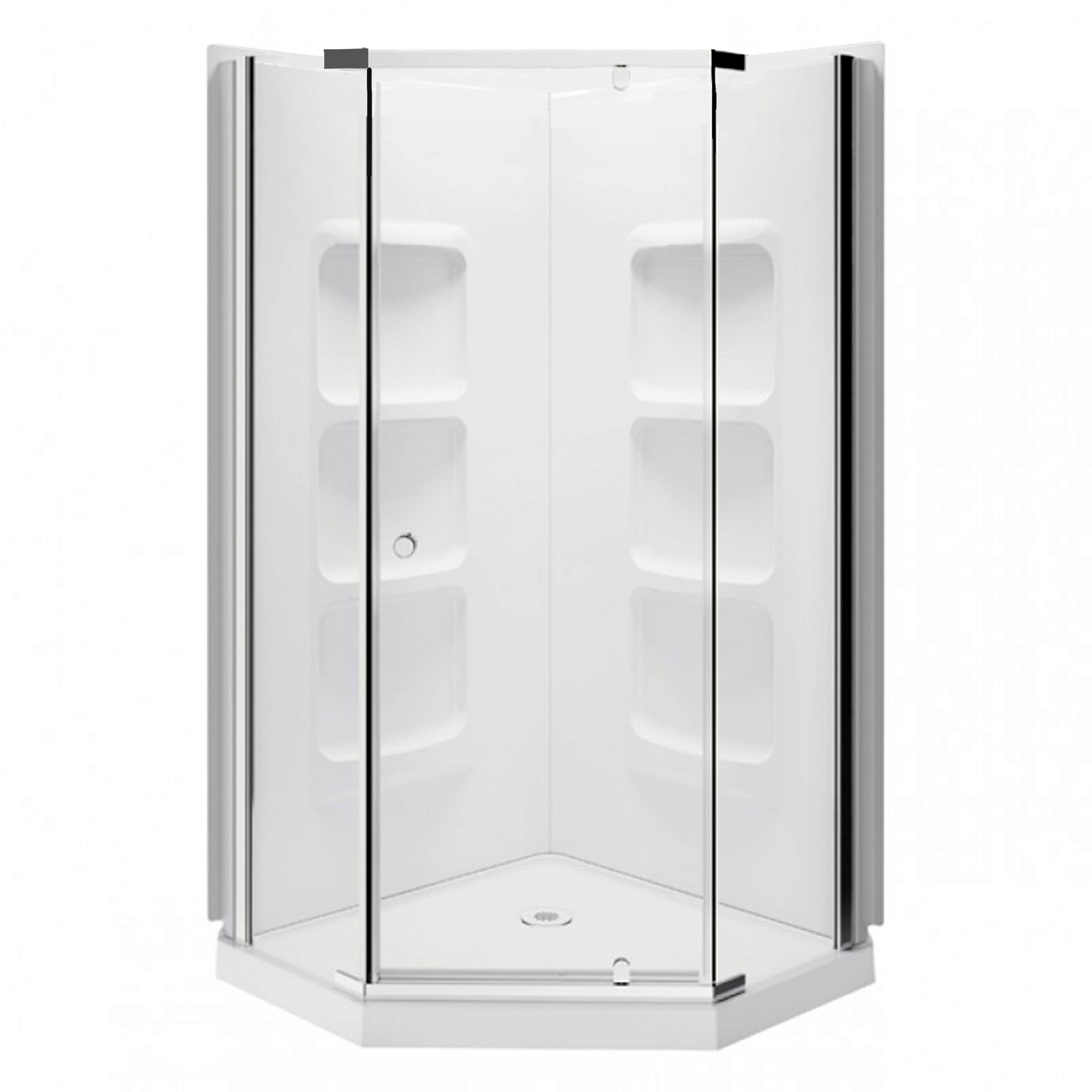 A&E Bath and Shower 36" W x 36" D x 75" H Semi-Frameless Neo-angle ...
