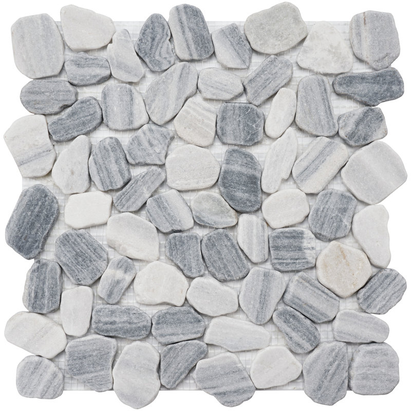 MatrixStoneUSA River Rock Snow Random Sized Marble Pebbles Mosaic Wall ...