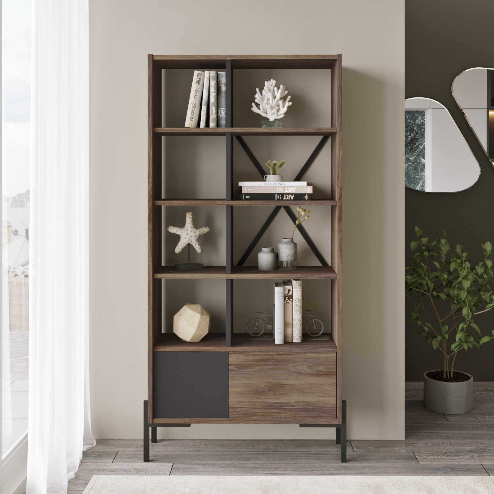 Mercury Row Leonie 160Cm H x 79.6Cm W Standard Bookcase | Wayfair.co.uk