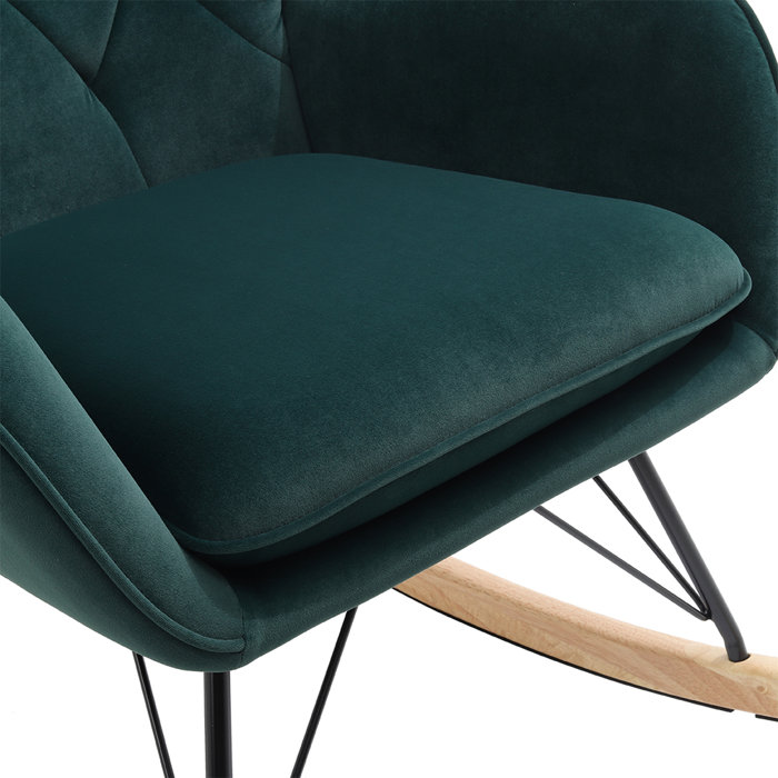 Hykkon Ezio 71Cm Linen Upholstered Rocking Chair With Seat Cushion ...
