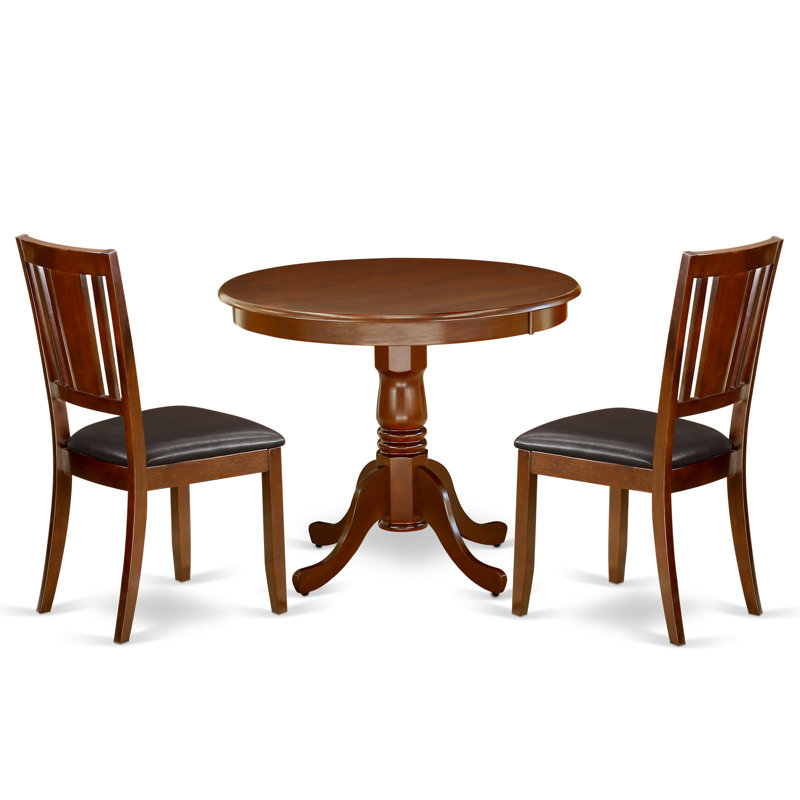 Alcott Hill® Caryl 3 - Piece Solid Wood Rubberwood Dining Set | Wayfair