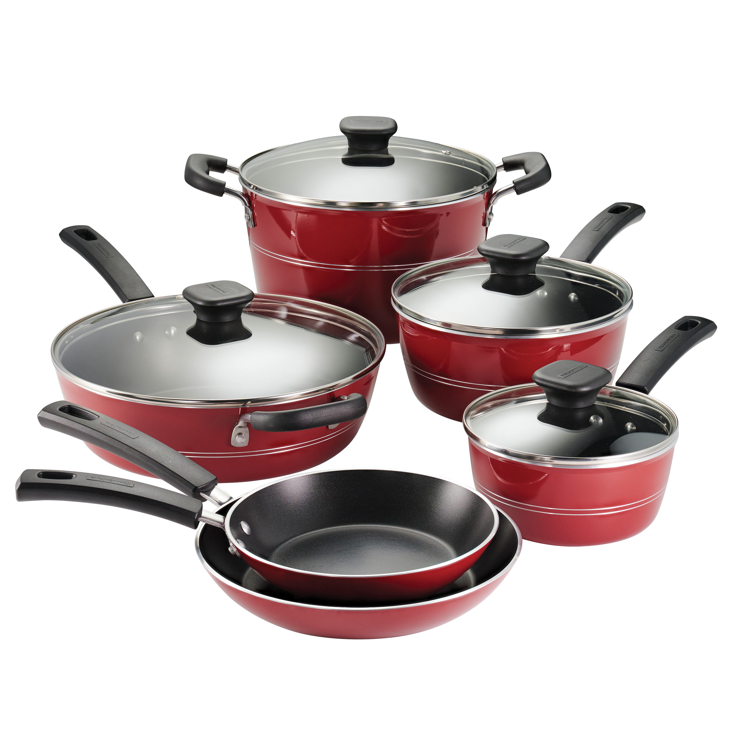 Tramontina Sicilia 10 Pc Aluminum Nonstick Cookware Set - Raspberry ...