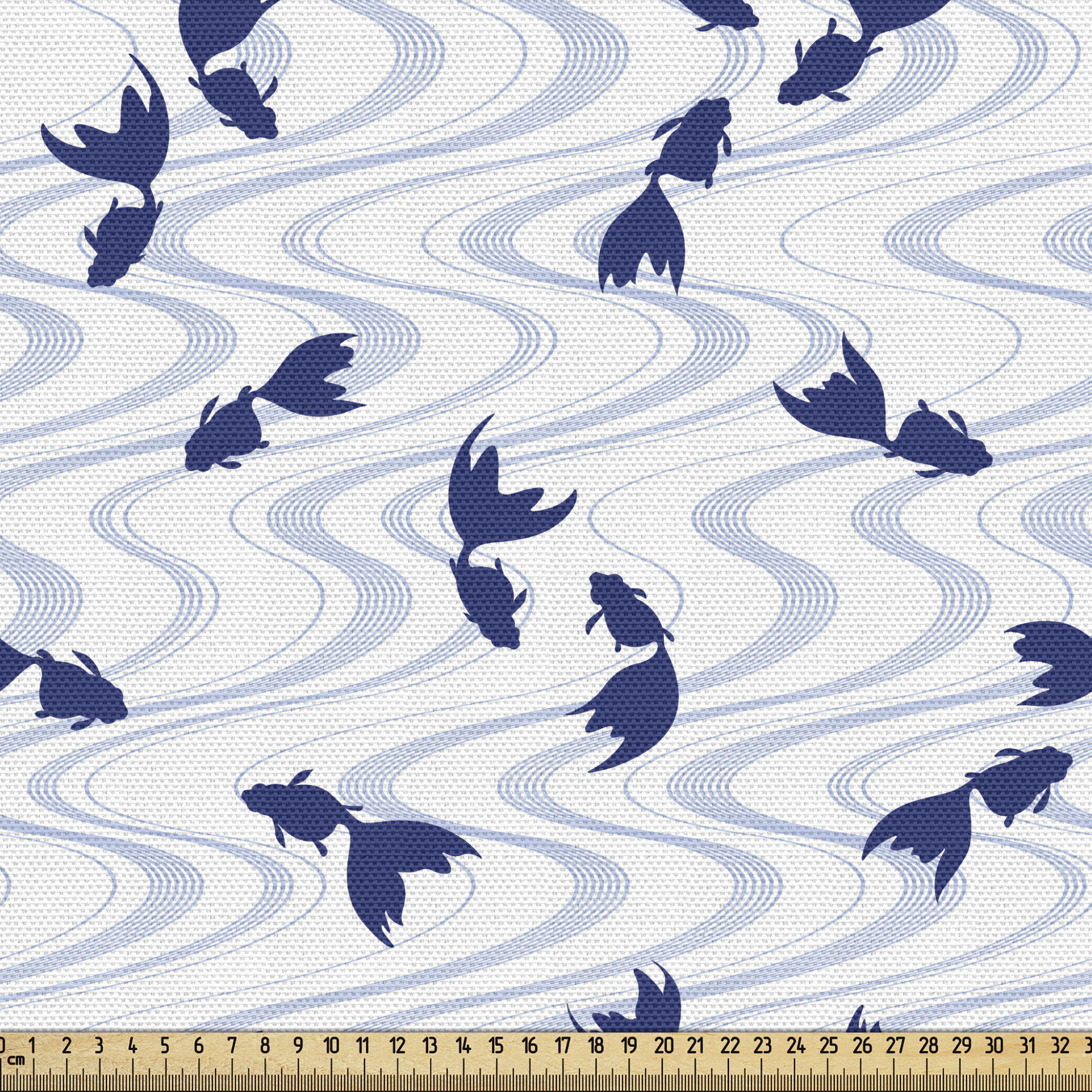 Bless international Fish Fabric By The Yard, Rhythmic Japanese Style ...