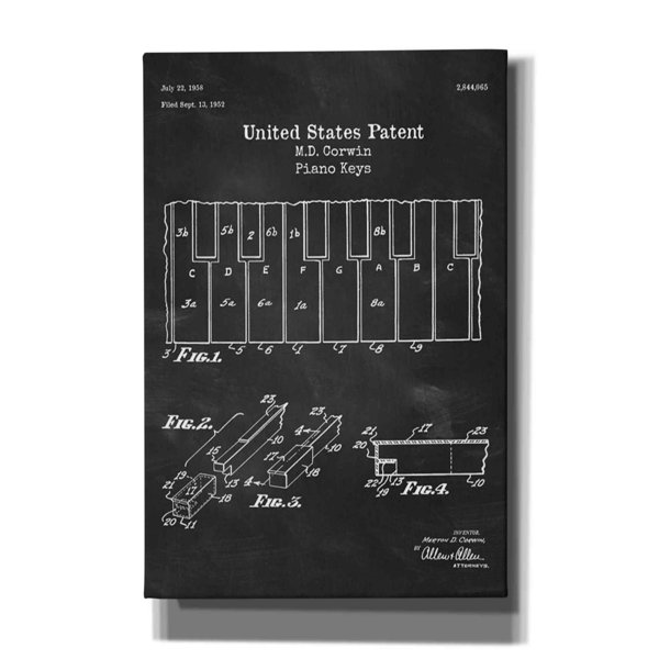 Williston Forge Piano Keys Blueprint Patent Chalkboard - Drawing Print ...