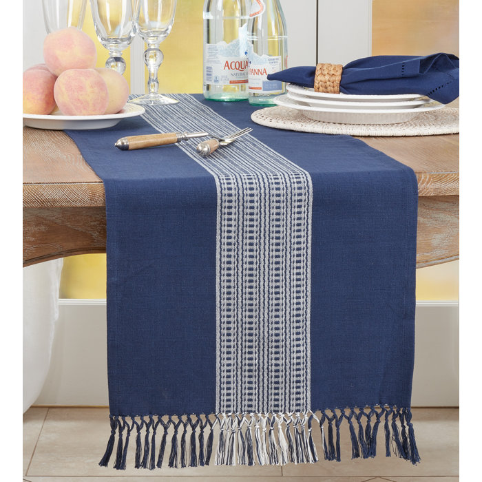 Saro Rectangular Floral Cotton Table Runner & Reviews | Wayfair