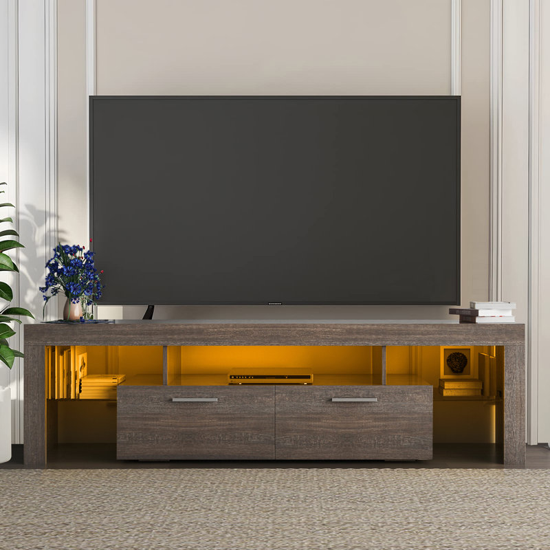 Ivy Bronx Antwann Modern LED TV Stand for 70" TVs, Wood Entertainment ...