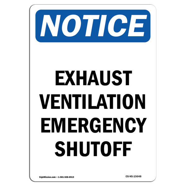 SignMission Exhaust Ventilation Emergency Shutoff Sign | Wayfair