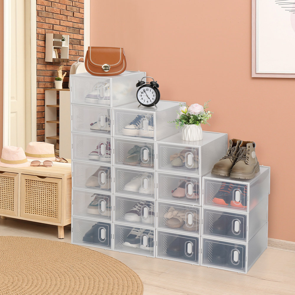 Rebrilliant 18 Pair Stackable Shoe Storage Box | Wayfair