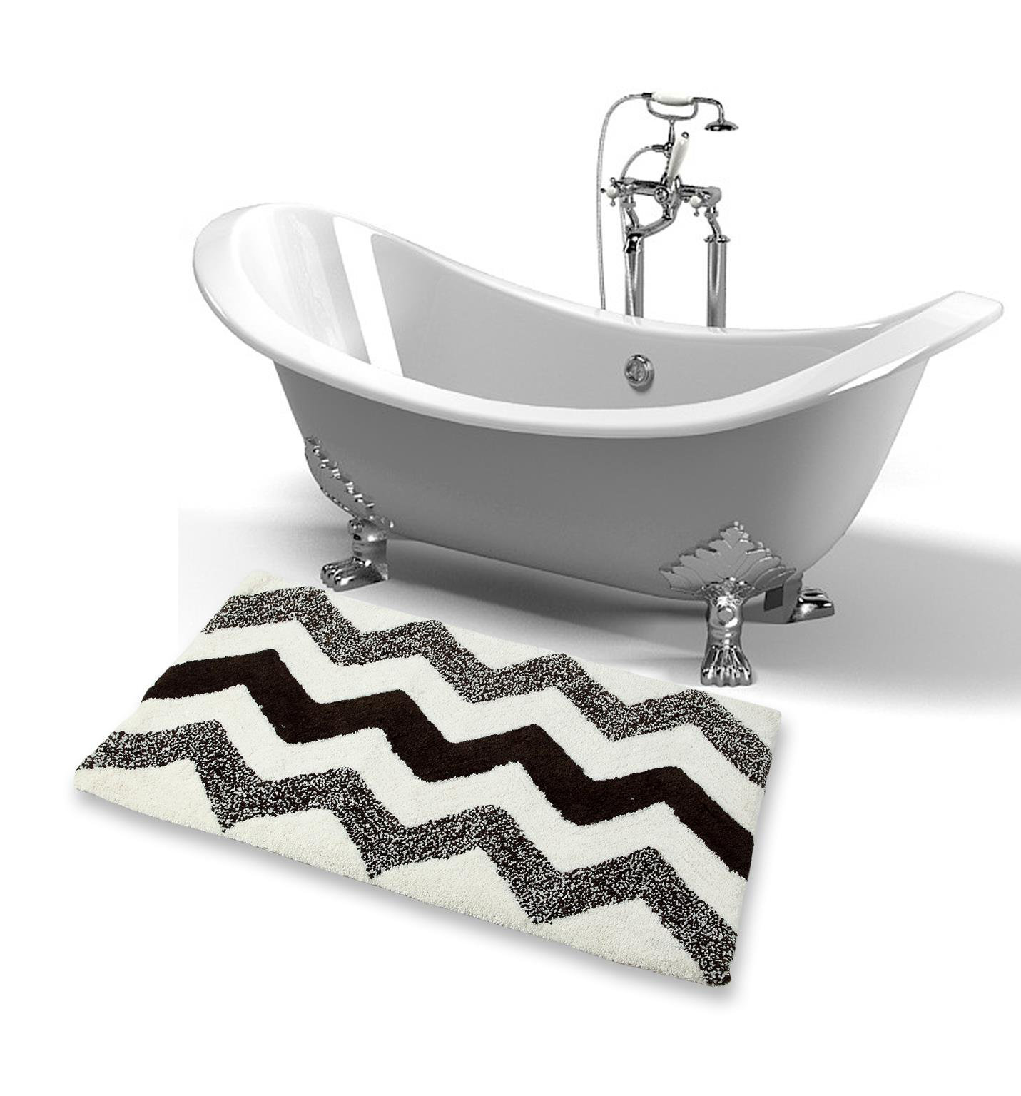 Ivy Bronx Erickson Tonal Designer Rectangle Non-Slip Chevron Bath Rug ...