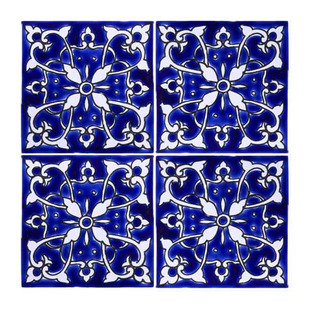 Casablanca Market Mediterranean 4" x 4" Ceramic Carthage Decorative ...