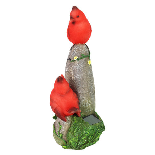Exhart Solar Cardinals On A Hand Painted Welcome Rock Garden Statuary ...