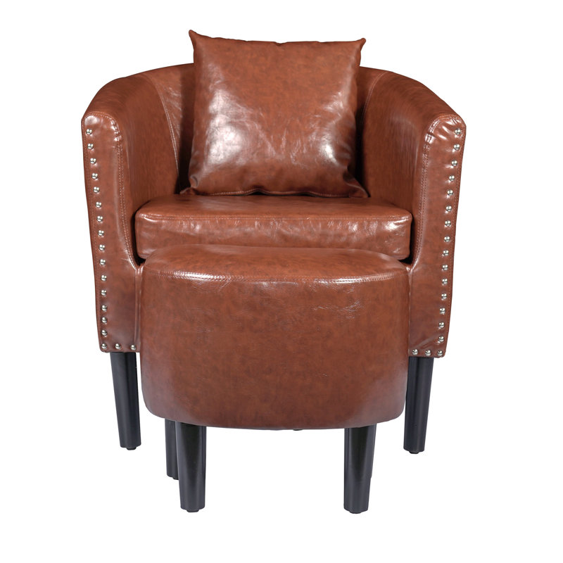 Red Barrel Studio® Senchal Vegan Leather Barrel Chair & Reviews | Wayfair