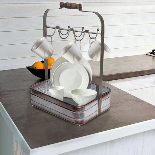 Gracie Oaks Rustic Style Metal Crockery Holder Utensil Crock & Reviews ...