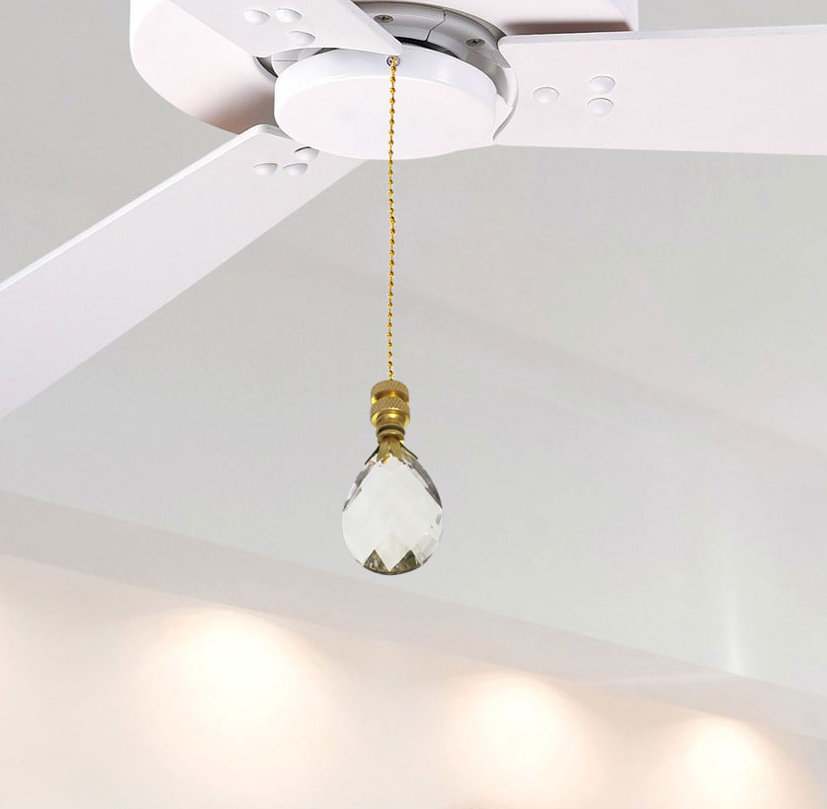 RoyalDesigns Small Swiss Cut Diamond Crystal Finial Ceiling Fan Pull ...