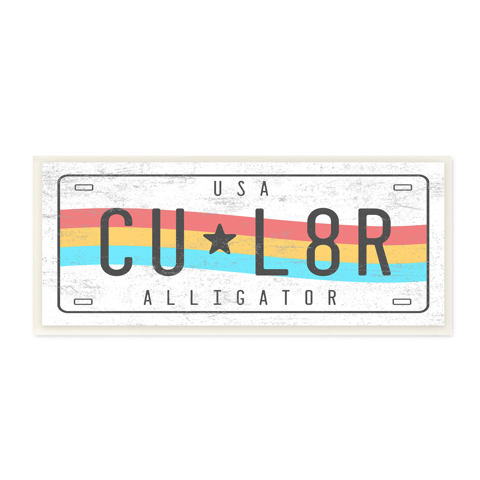 Stupell Industries CU L8R Alligator Rainbow License Plate Humor by ...