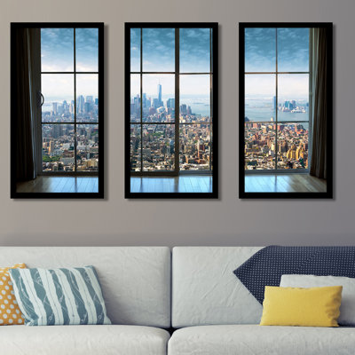 Wade Logan® New York City Window Framed On Plastic/Acrylic 3 Pieces Set ...