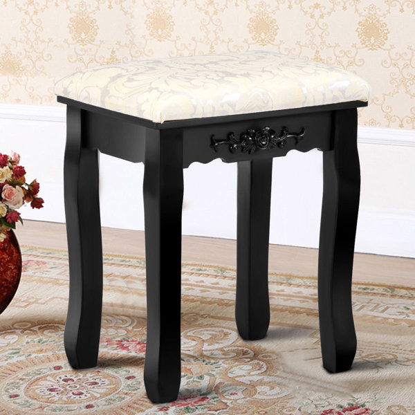 Rosdorf Park Rosalind 17.33'' Tall Solid Wood Vanity Stool & Reviews ...