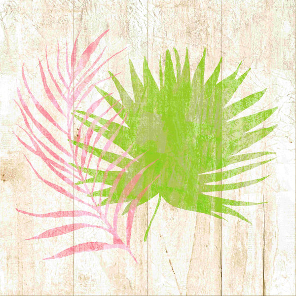 Bay Isle Home Tropical Leaf Pink And Green On Canvas Print | Wayfair