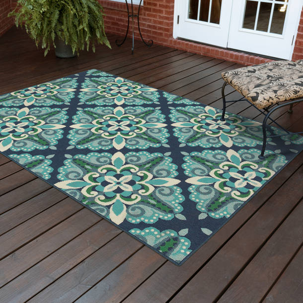 Lark Manor Deltana Blue/Green Indoor/Outdoor Rug & Reviews | Wayfair