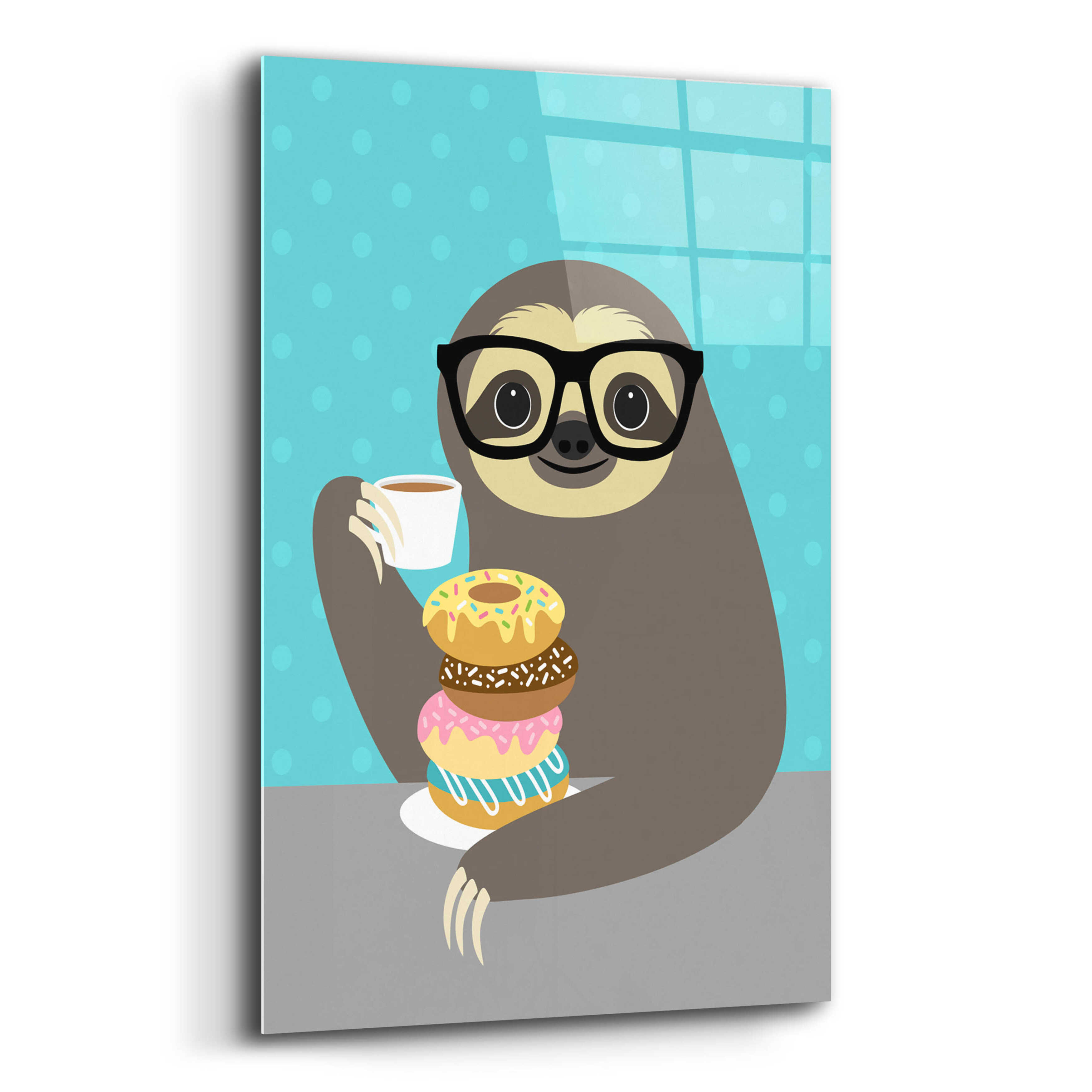 Trinx Epic Art 'Snacking Sloth' By Nancy Lee, Acrylic Gl Snacking Sloth ...