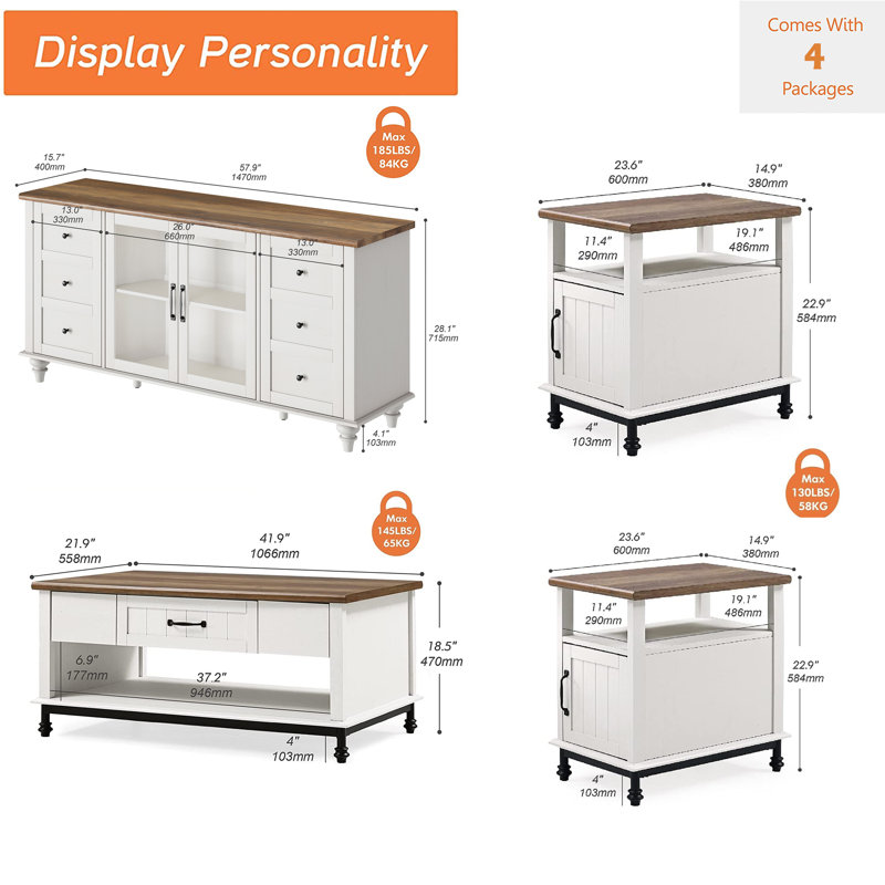 August Grove® Antez 4 - Piece Living Room Table Set | Wayfair