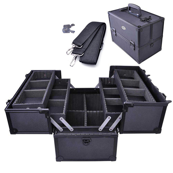 Byootique Professional Large Aluminum Makeup Train Case Box Cosmetic ...