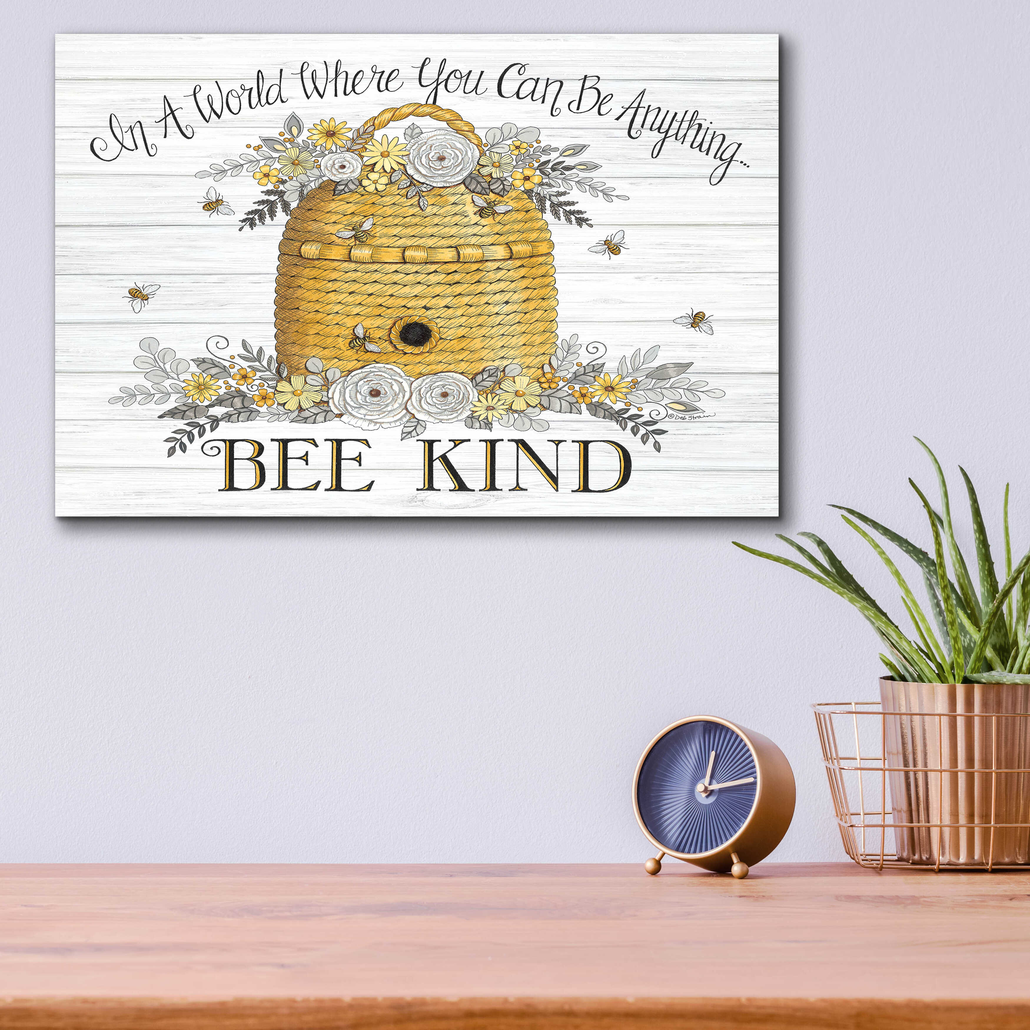 August Grove® Epic Art 'Bee Kind Bee Hive' By Deb Strain, Acryli Bee ...