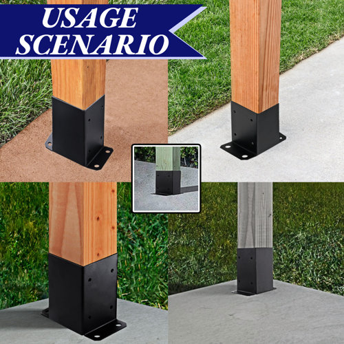 Anman Railing Post Base 4x4 (Real Size 3.5x3.5), 5 lbs Black with ...