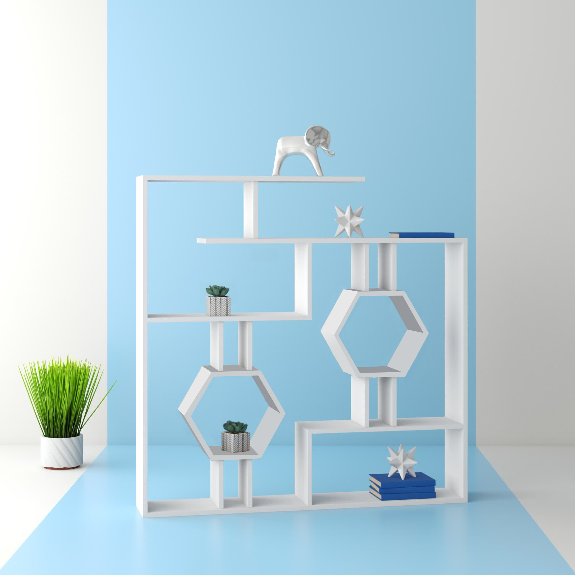 Latitude Run® Swenson 52.7'' H x 52.7'' W Geometric Bookcase & Reviews ...