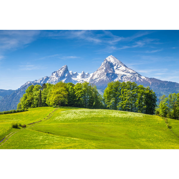 Millwood Pines Adaure Mountain With Green Meadows by - Wrapped Canvas ...