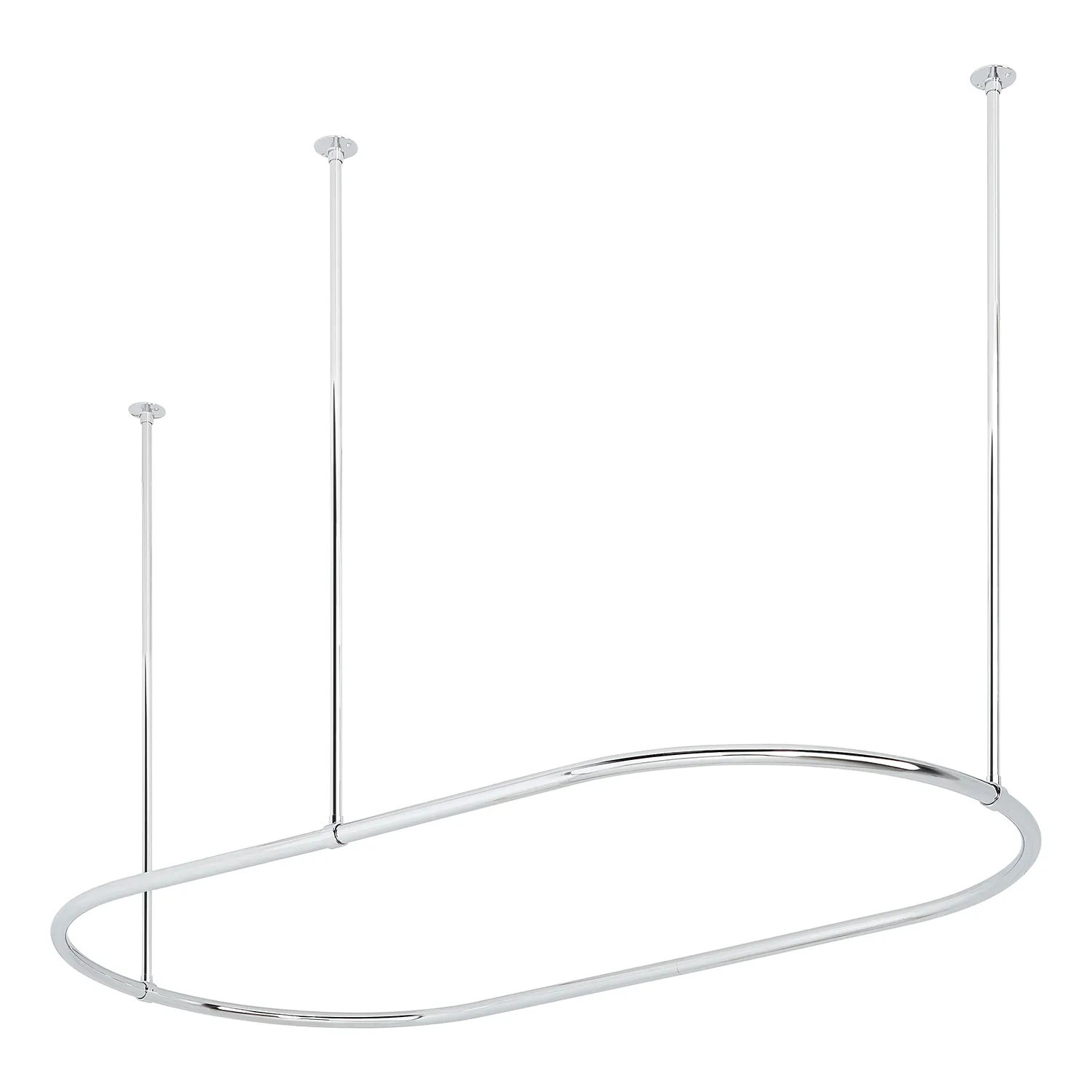 Signature Hardware 60" Brass Oval Shower Rod Enclosure with Ceiling ...