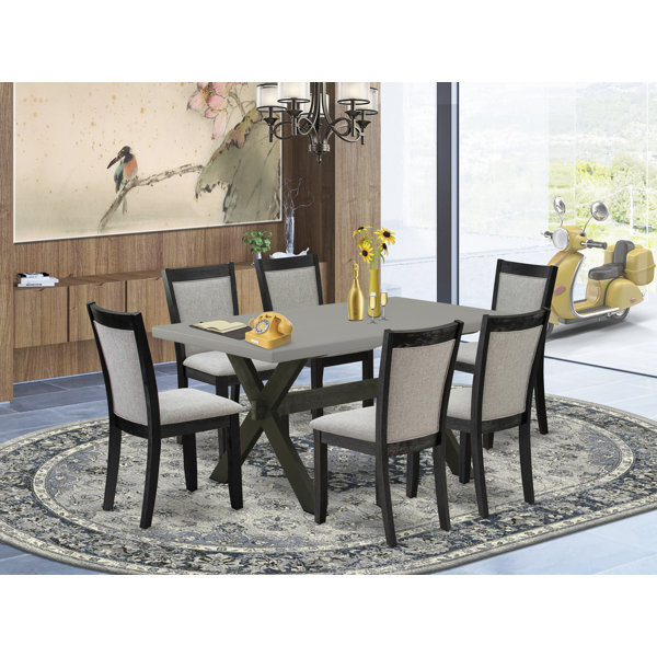Gracie Oaks 7-PC Dining Room Set - A Wood Dining Table with Trestle ...