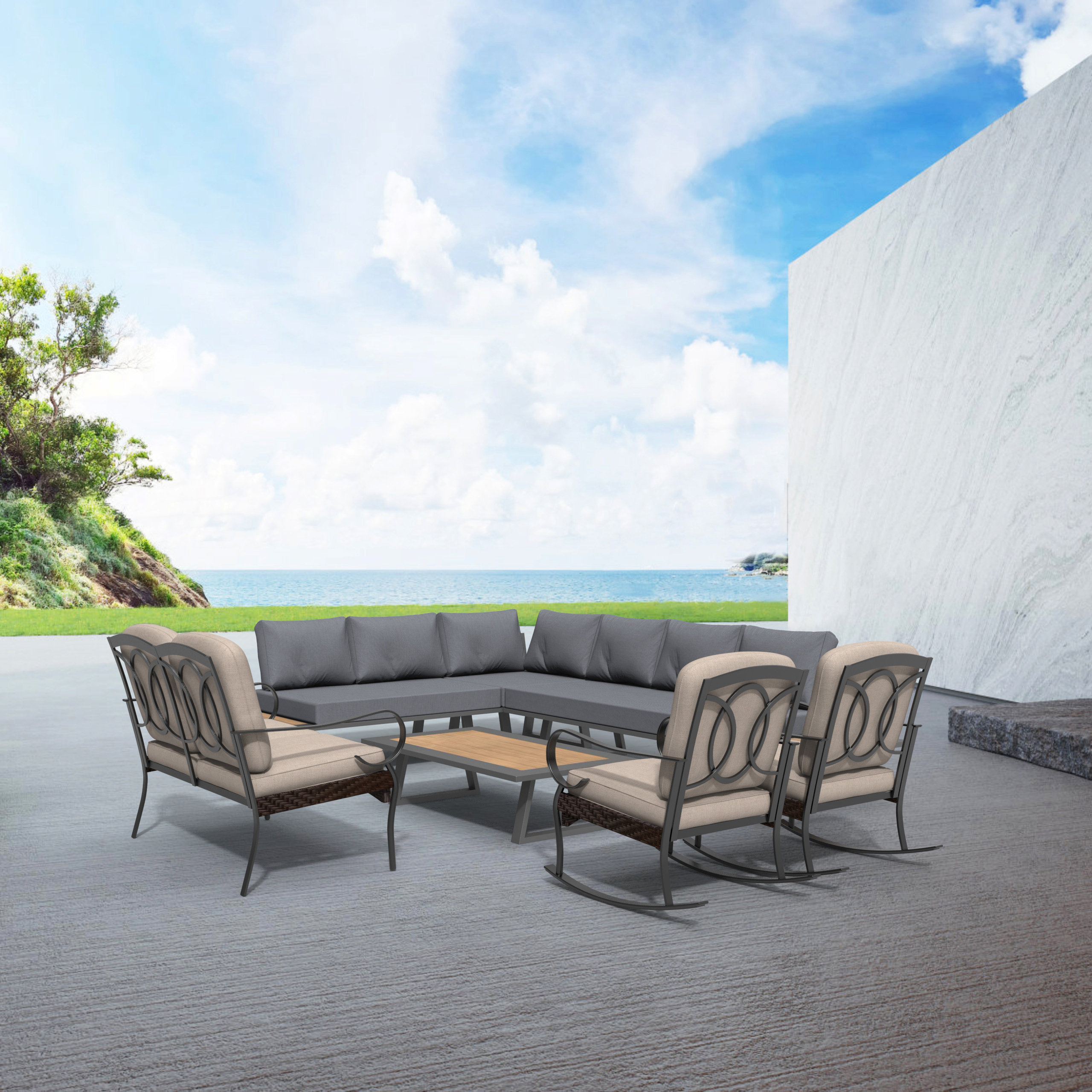 Lark Manor Amairany 10 - Person Seating Group with Cushions | Wayfair