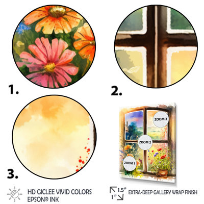 Mercer41 Summer Sunset Floral Window II - Farm Windows Wall Decor | Wayfair