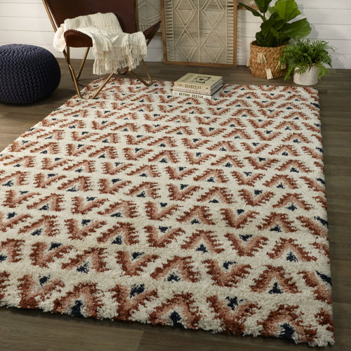 Ebern Designs Setrag Geometric Shag Area Rug & Reviews | Wayfair