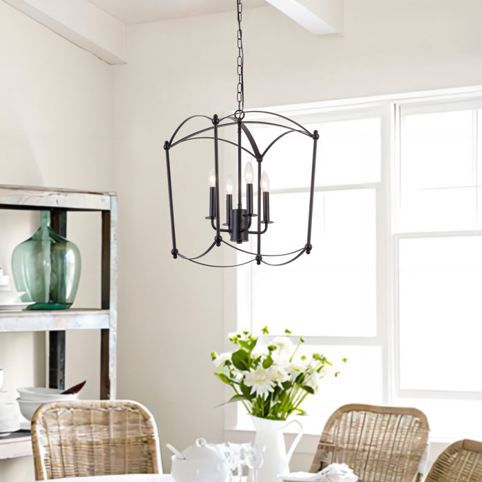 Wade Logan® Atavion 4 - Light Dimmable Square / Rectangle Chandelier ...