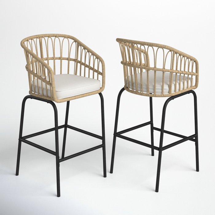 Joss & Main Byron Outdoor 32'' Bar Stool with Cushion & Reviews | Wayfair